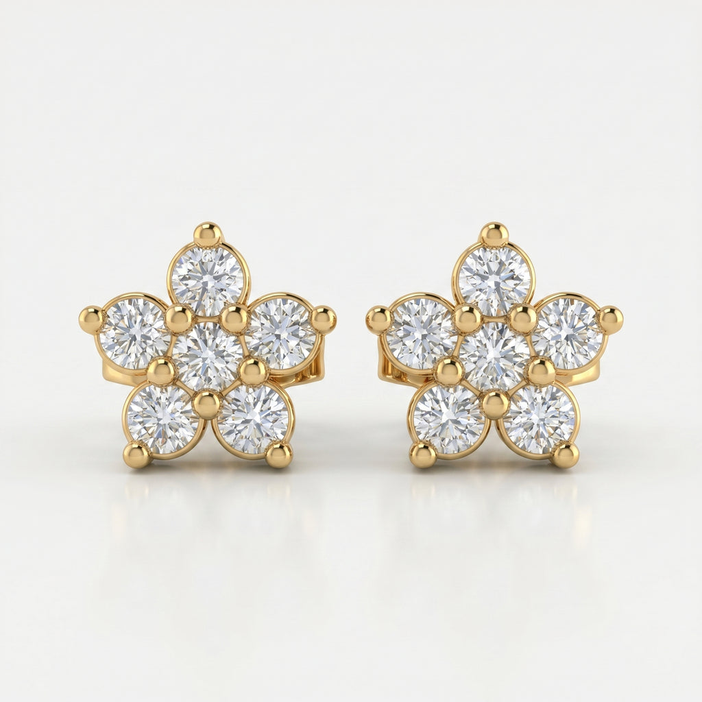 Round Diamond Flower Cluster Stud Earrings – VALAM